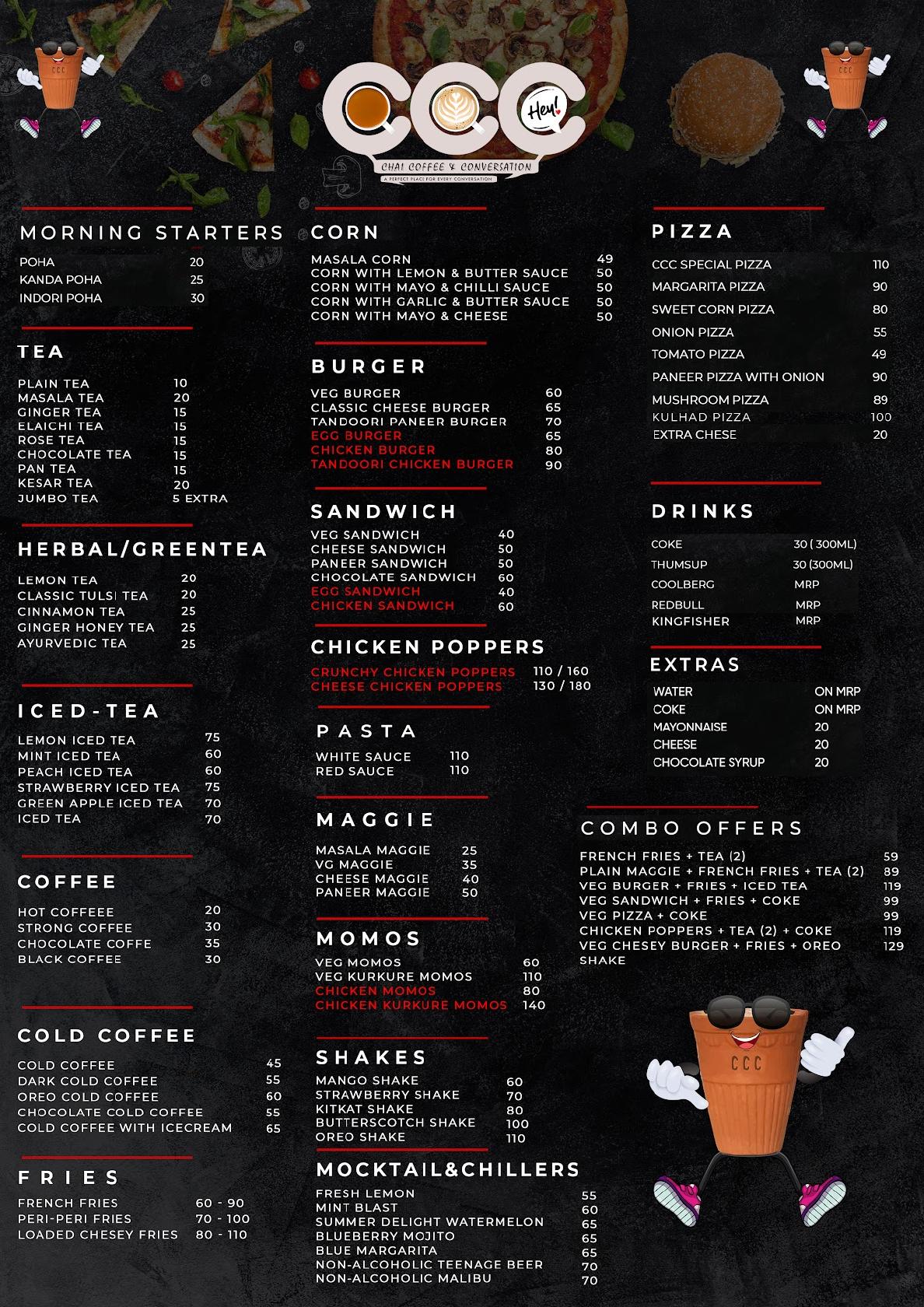 Menu at CCC Cafe, Arrah, Arrah