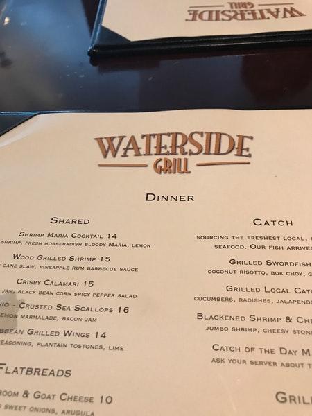 Menu at Café Waterside restaurant, Tampa, 505 Water St