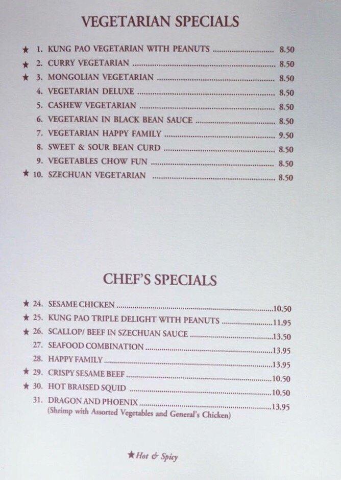 Menu at Fred's Szechuan Chinese Restaurant, Nevada City