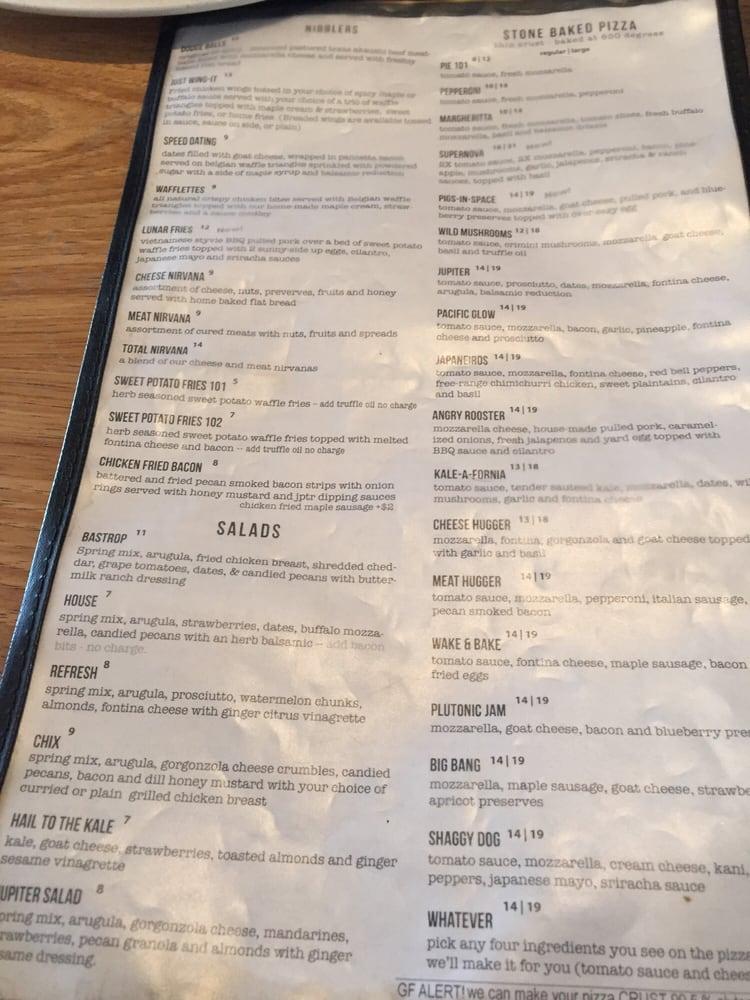 Menu at Jupiter pizzeria, Sugar Land