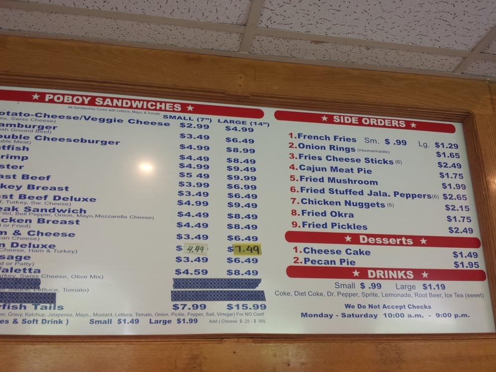 Menu at PoBoy USA restaurant, Baton Rouge, Florida Blvd