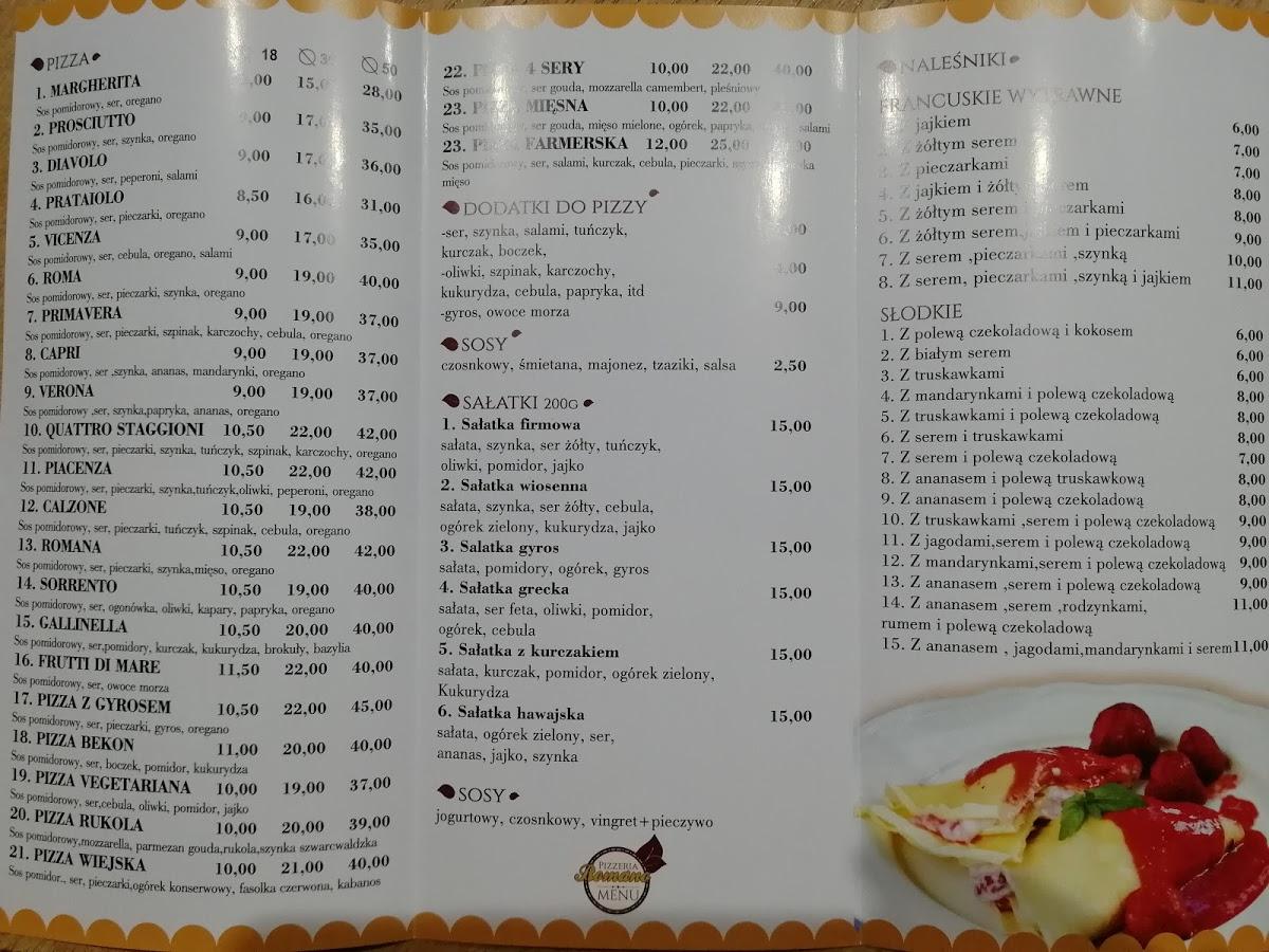 Menu at Romano. Pizzeria, Głuchołazy
