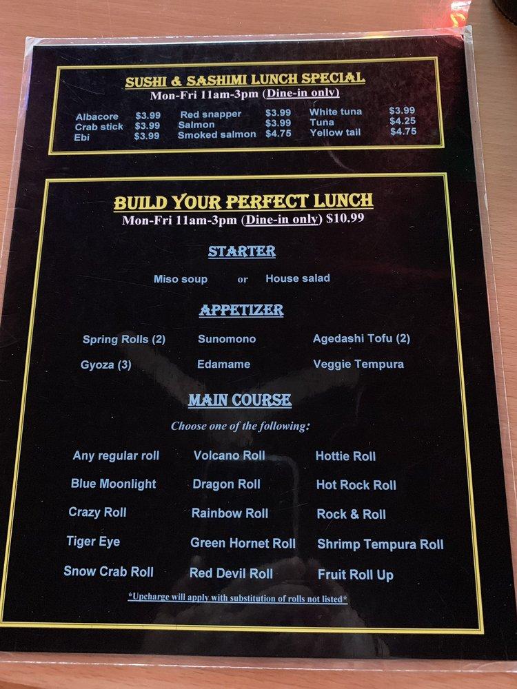 Menu at Sushi NiNi restaurant, Round Rock