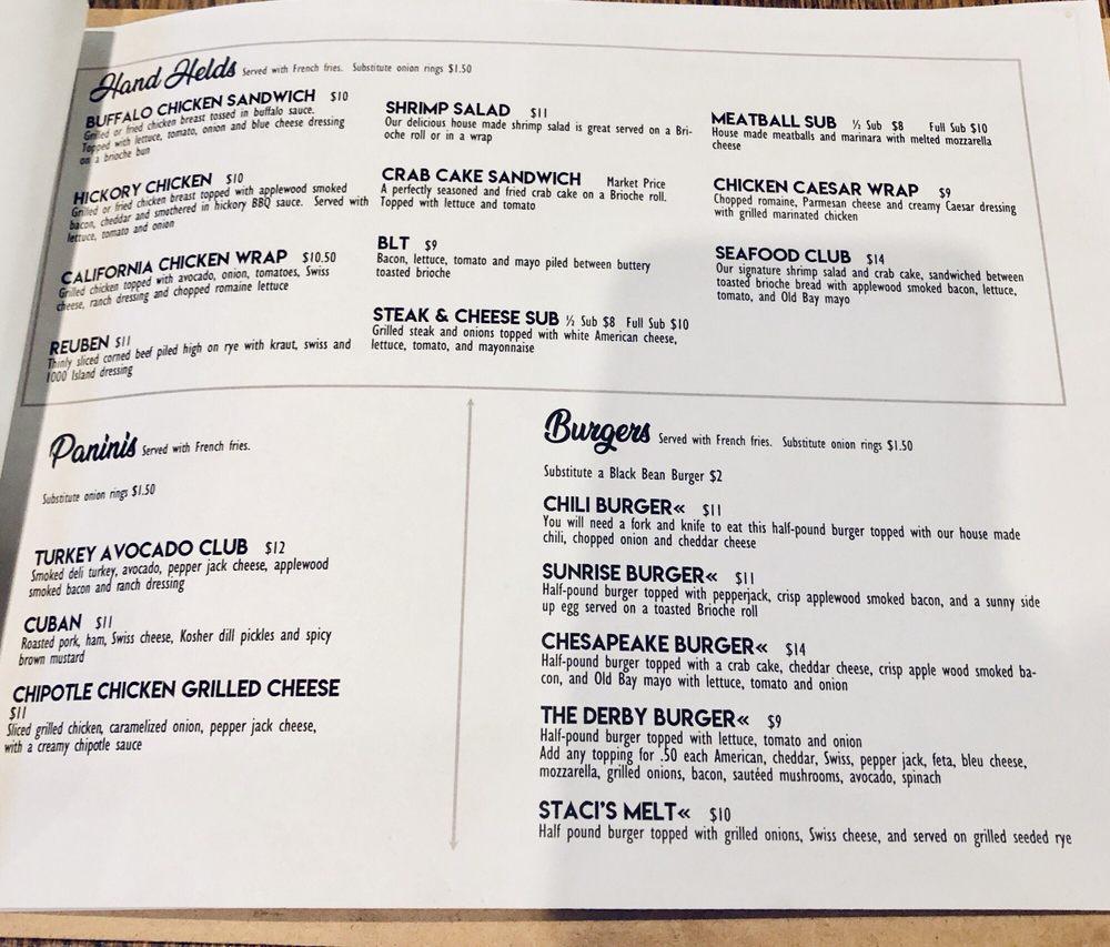 Menu at The Derby Restaurant & Bar, New Market