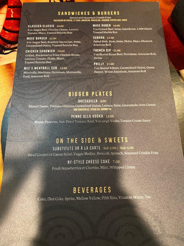 Menu at The MUSE Bourbon Bar & Grill, Jacksonville