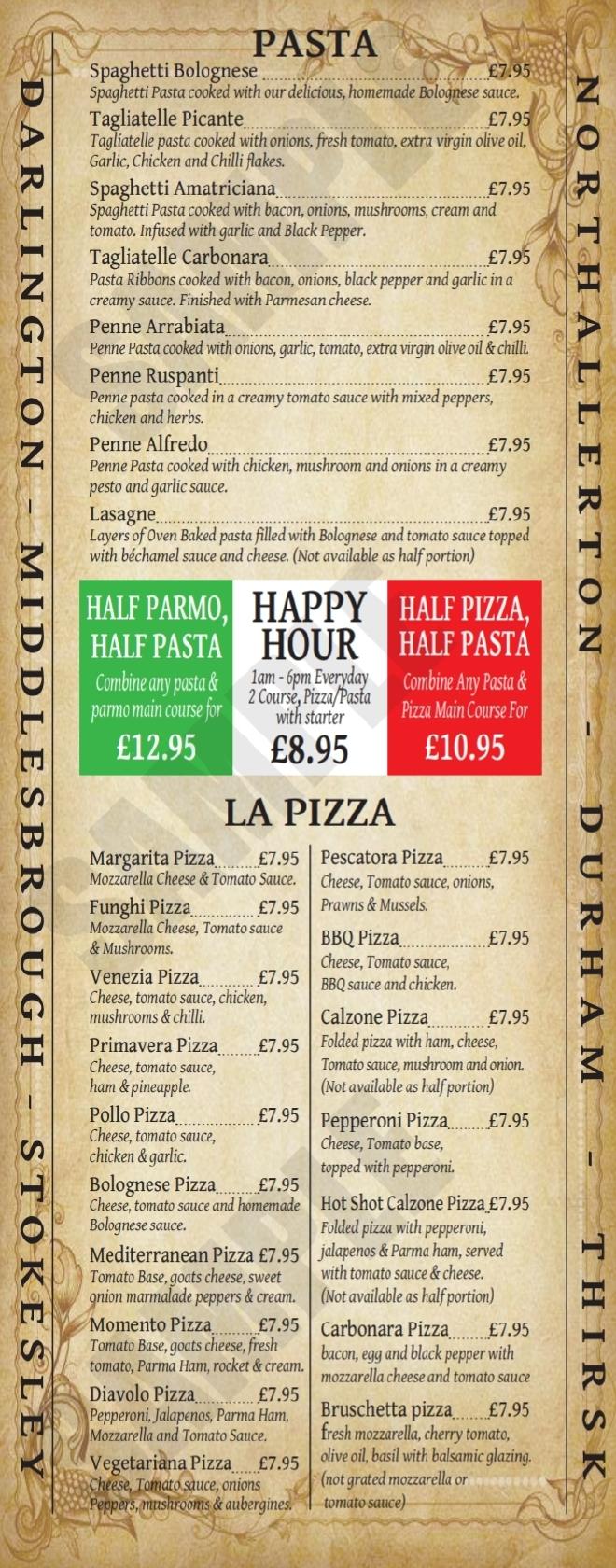 Menu at Uno Momento Thirsk restaurant, Thirsk, Regents house