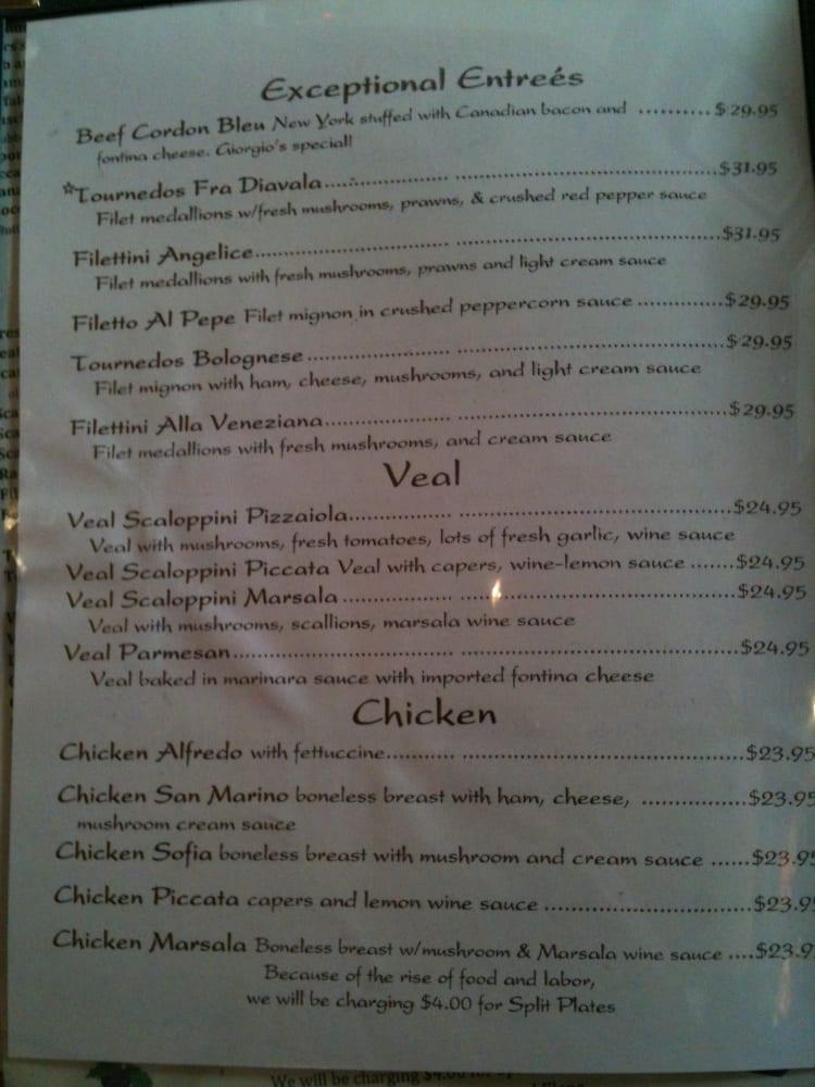 Menu at Villa Nova Restaurant, Anchorage