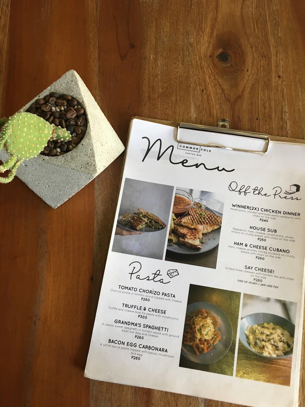 Menu at Common Folk Coffee Bar, Quezon City, 79 Katipunan Ave