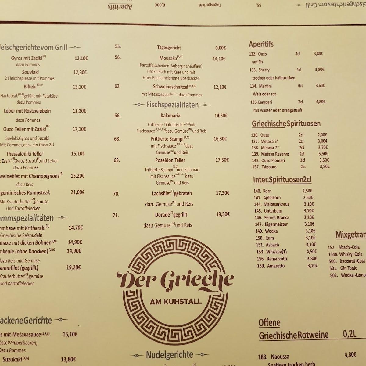 Speisekarte von Der Grieche restaurant, Großpösna