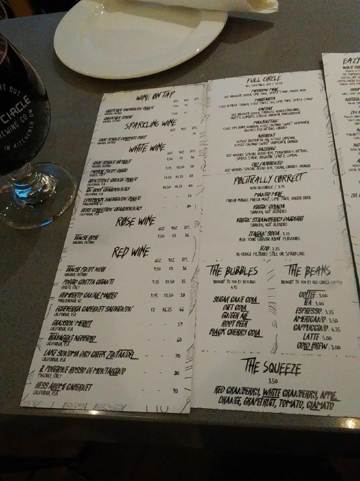 Menu at Graffiti Market pub & bar, Kitchener