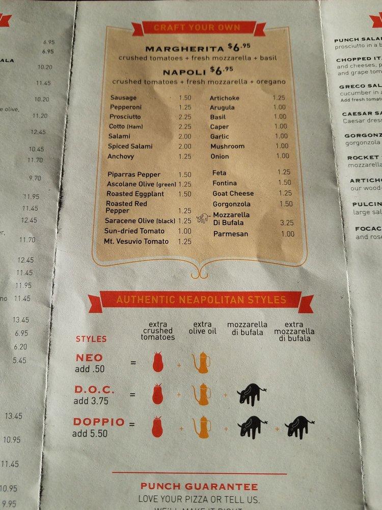 Menu at Punch Pizza Eagan pizzeria, Eagan