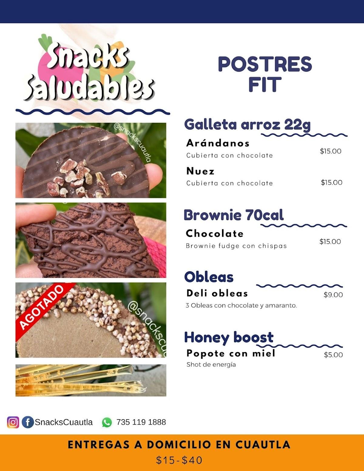 Menu at Snacks Saludables restaurant, Cuautla