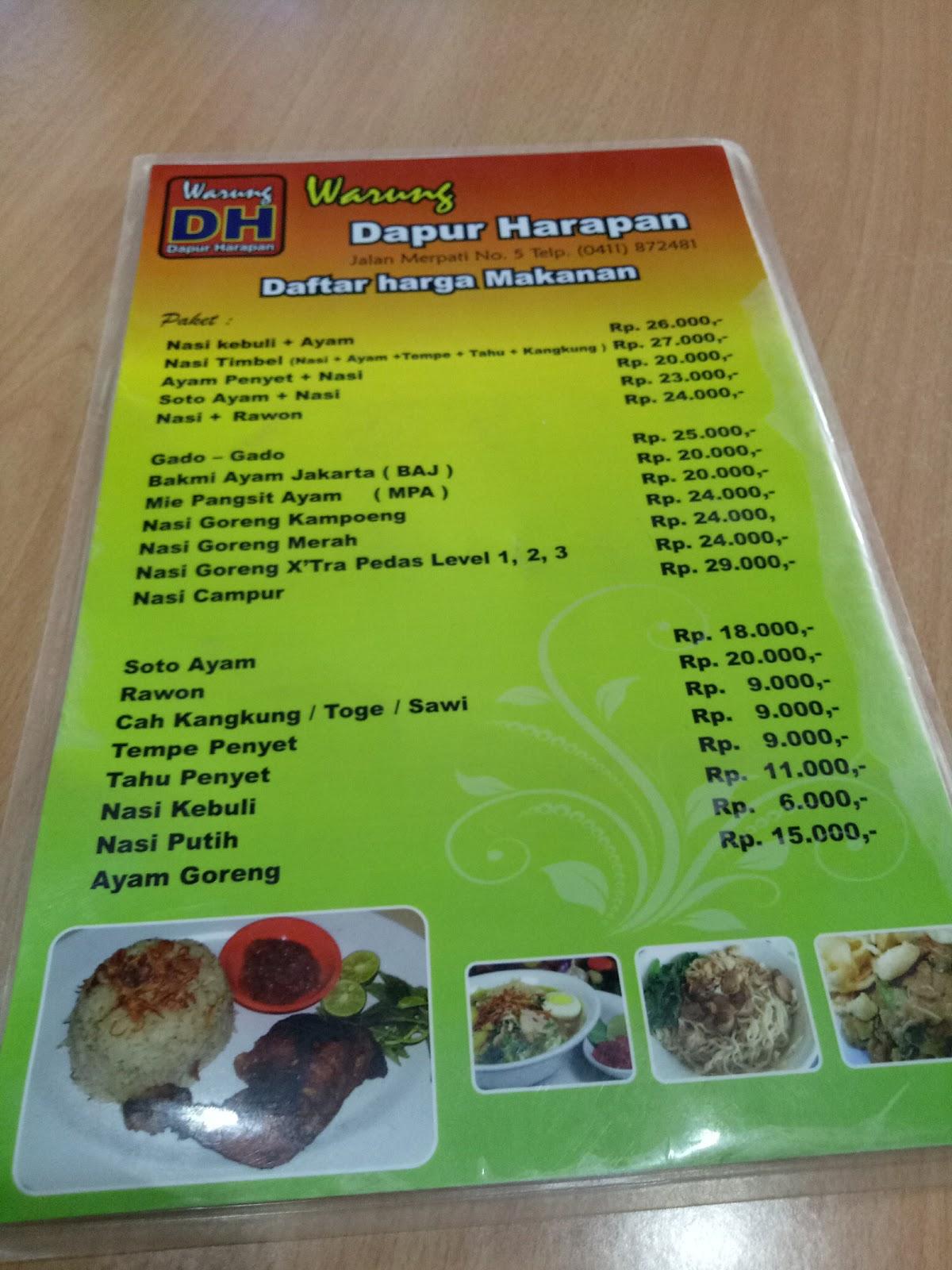 Menu at Dapur Harapan Restaurant, Makassar