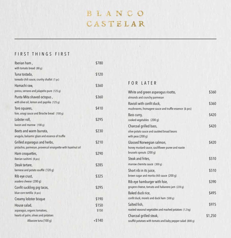 Carta del restaurante Blanco Castelar, Ciudad López Mateos, Av. Emilio ...