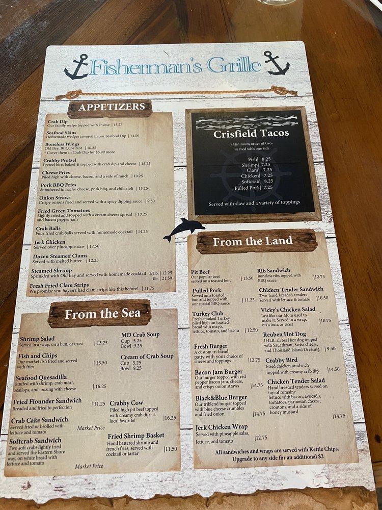Menu at Fisherman's Grille BBQ, Crisfield