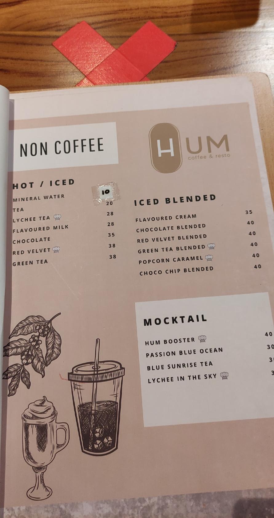 Menu at HUM Coffee and Resto, West Jakarta