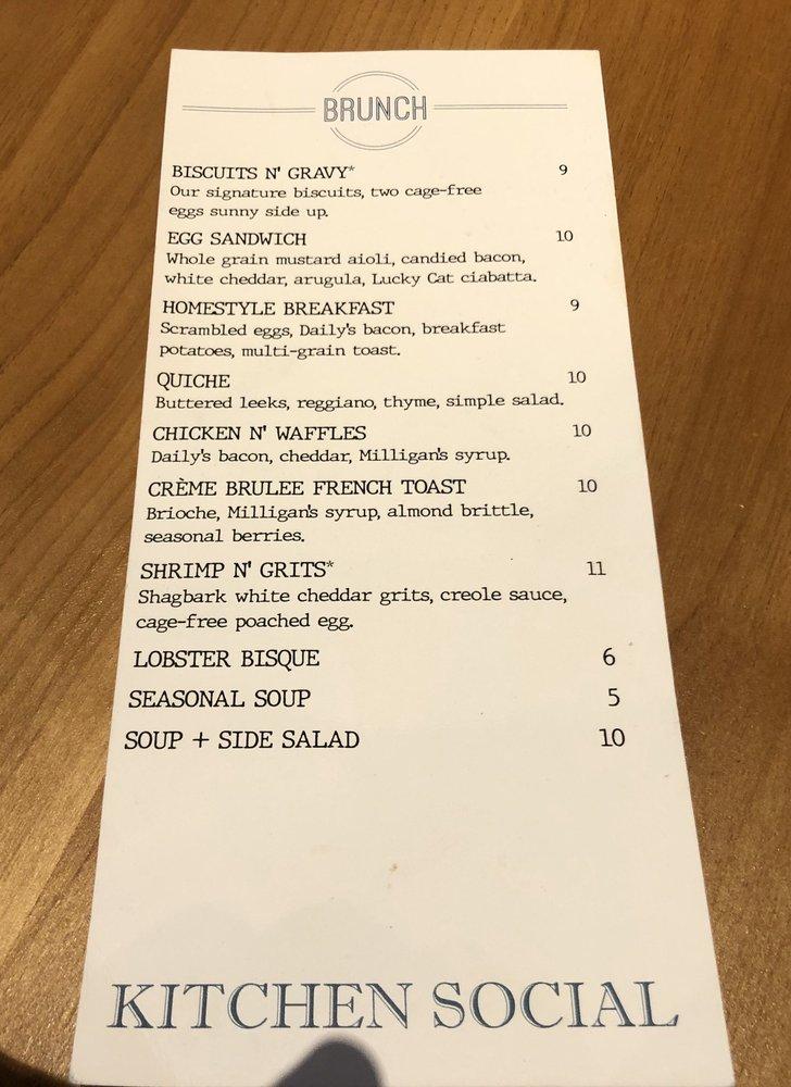 Menu at Kitchen Social pub & bar, Columbus