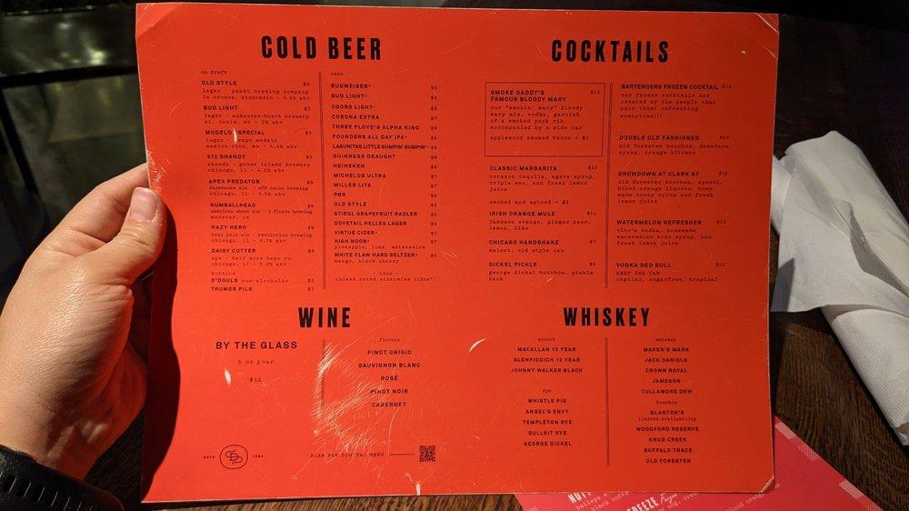 Menu at Smoke Daddy BBQ - Wrigleyville, Chicago, N Clark St