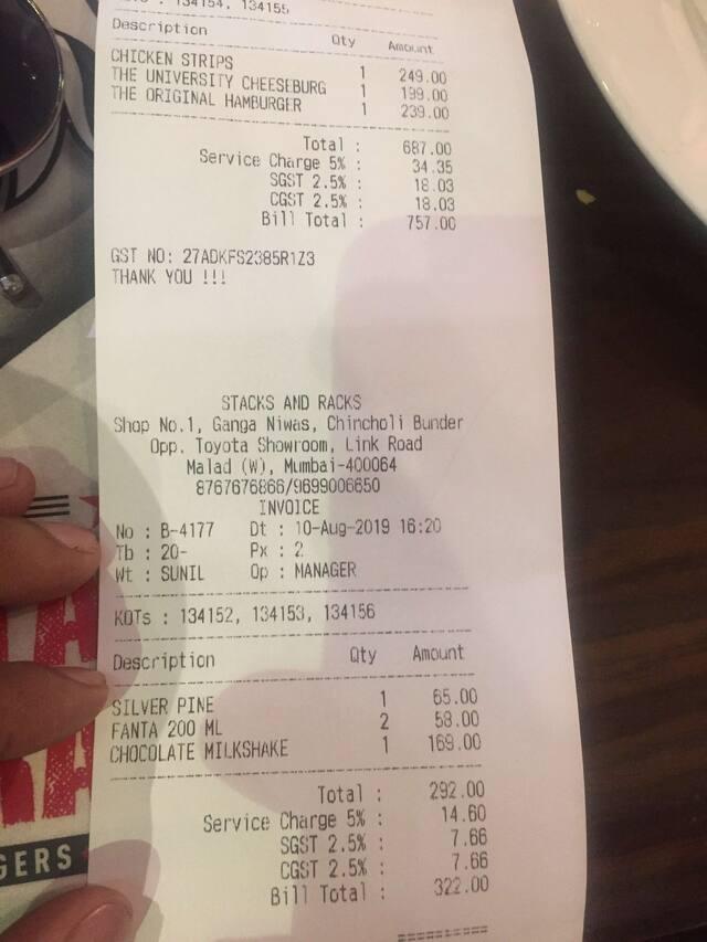 Menu at Stacks And Racks, Mumbai