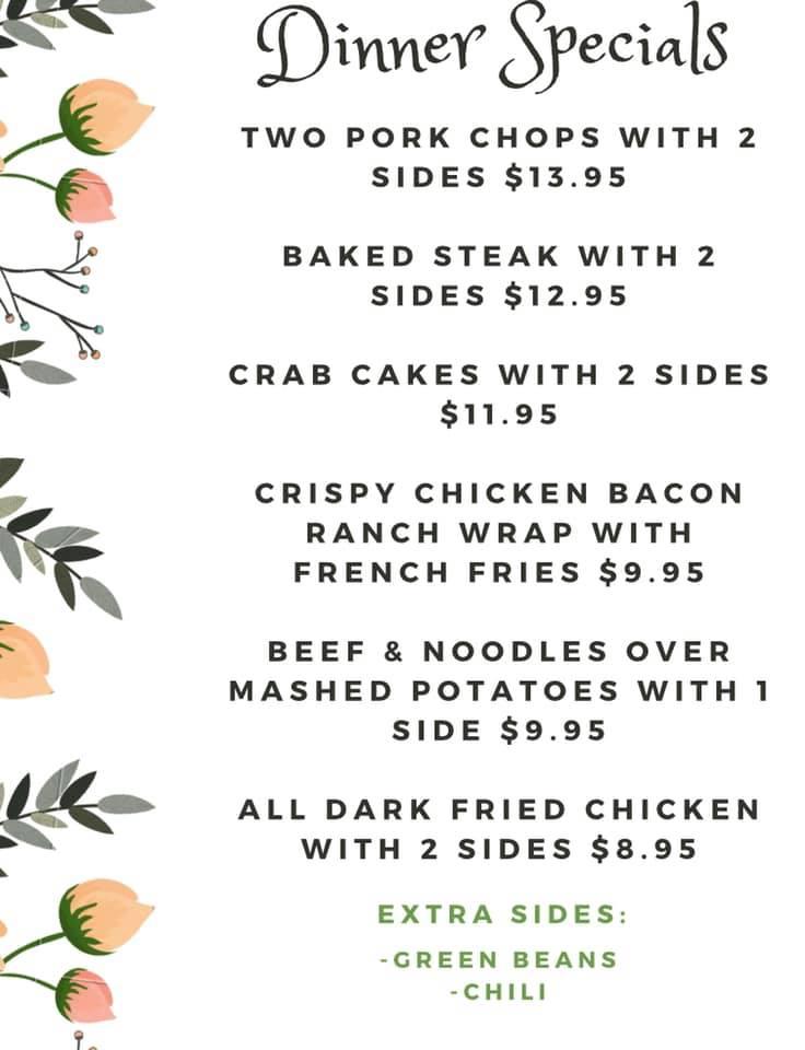 Menu at Sunset Inn Restaurant, Hebron