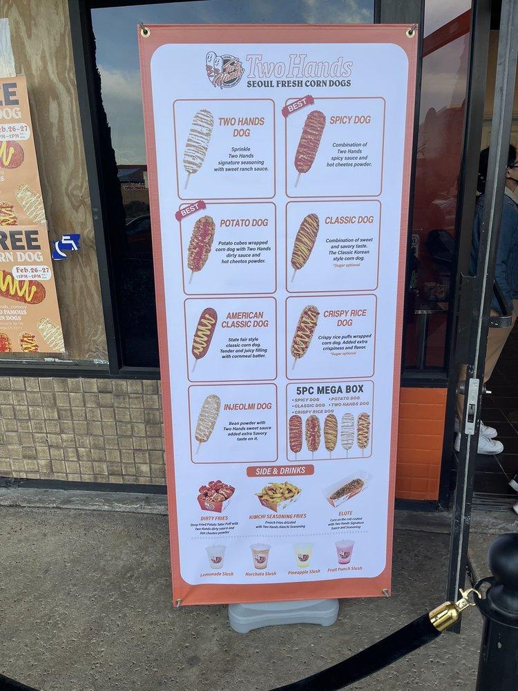 Menu at Two Hands Seoul Corn Dog Convoy restaurant, San Diego
