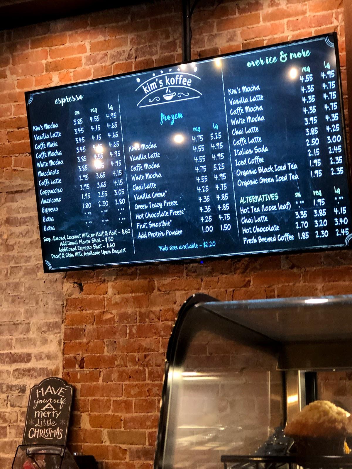 Menu at kims koffee pub & bar, Huntingburg