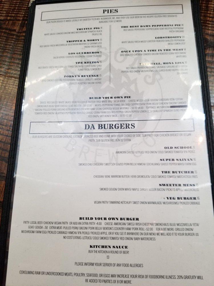 Menu at Mason's Brewing Company pub & bar, Brewer
