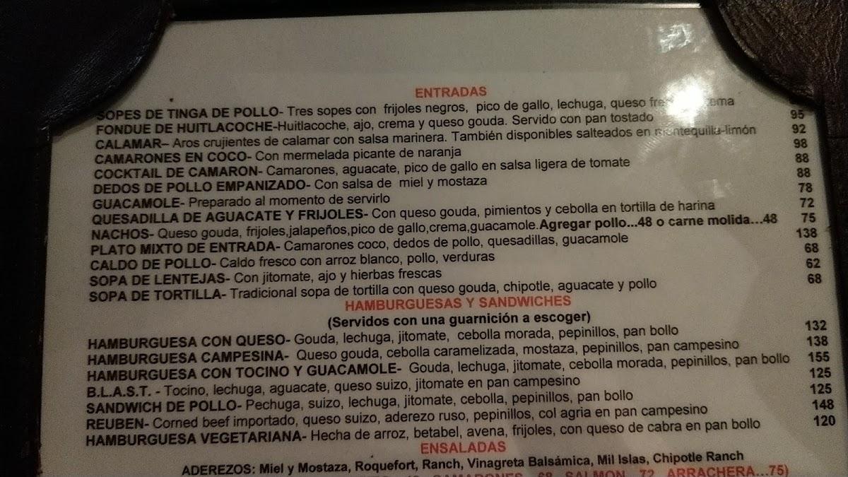Menu at Hecho en México restaurant, San Miguel de Allende