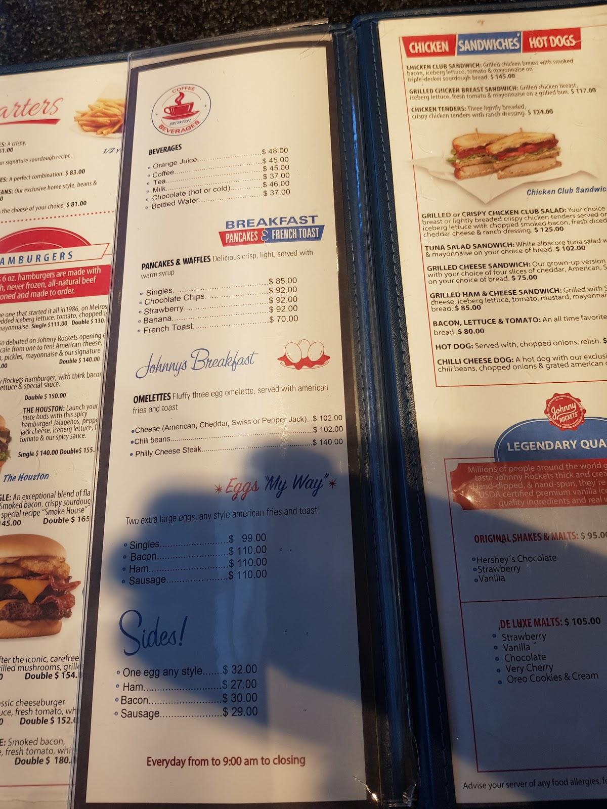 Carta del restaurante Johnny Rockets, Cancún, Blvd. Kukulcan KM12E ...