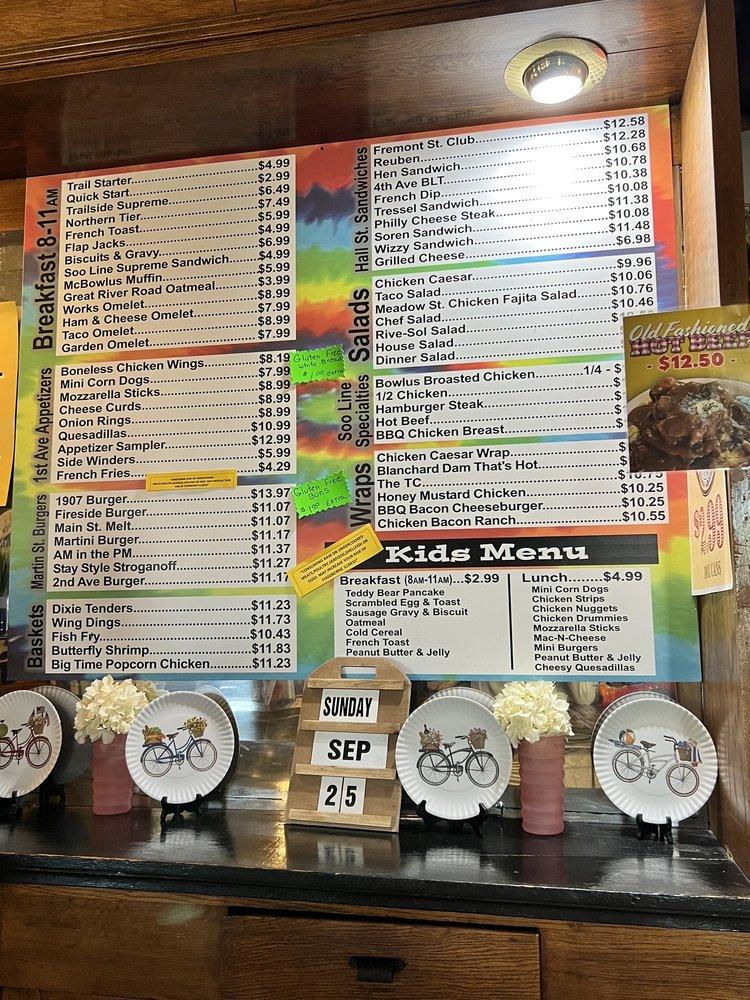 Menu at Jordie's Trailside Cafe, Bowlus