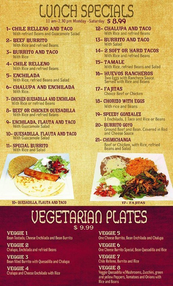 Menu at Jose Locos restaurant, Springfield, 935 N Glenstone Ave