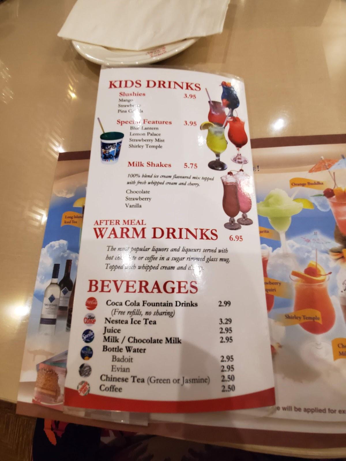 Menu at Kings Buffet restaurant, Hamilton