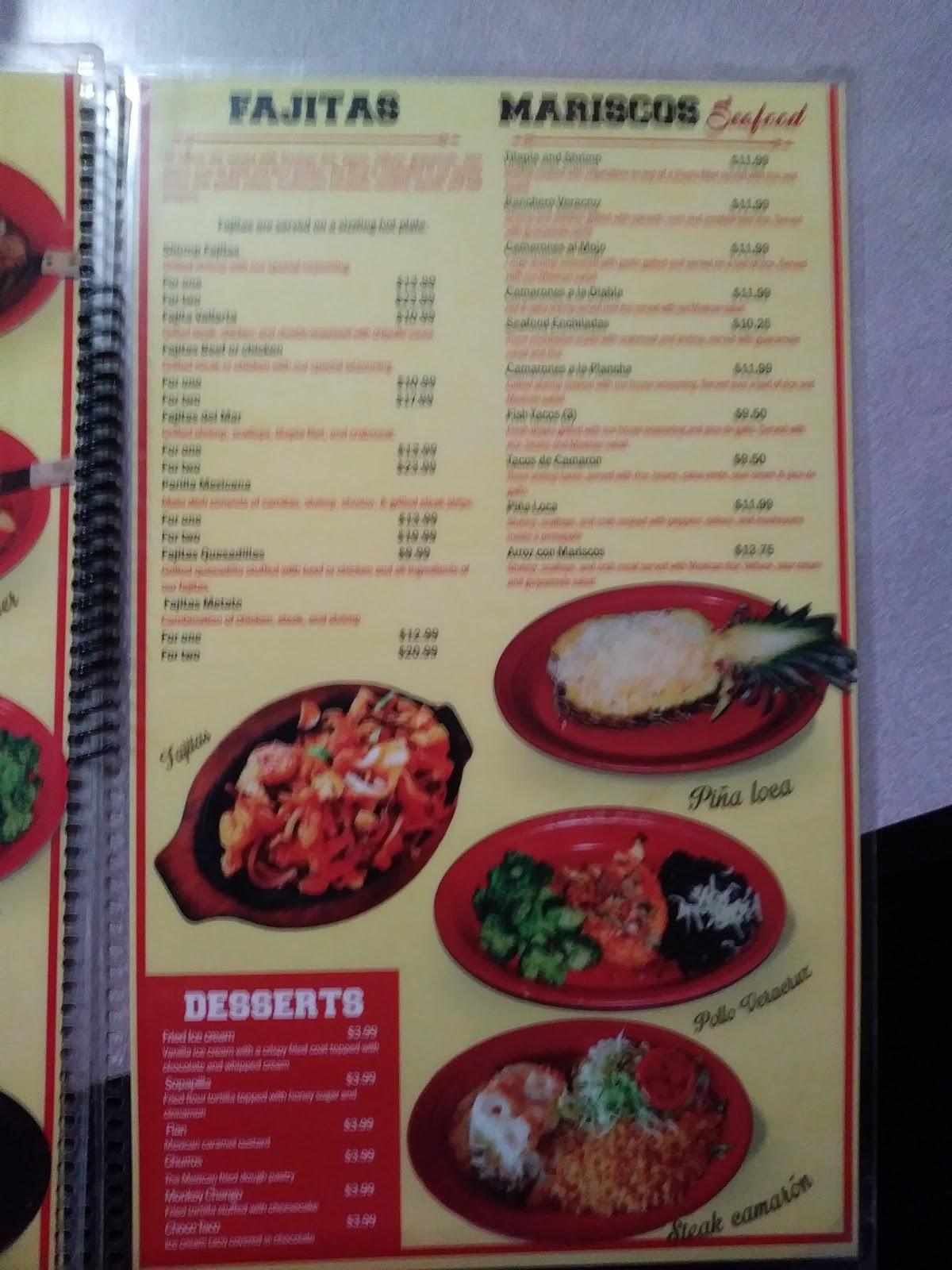 Menu at El Metate Mexican Restaurant, Sylvester
