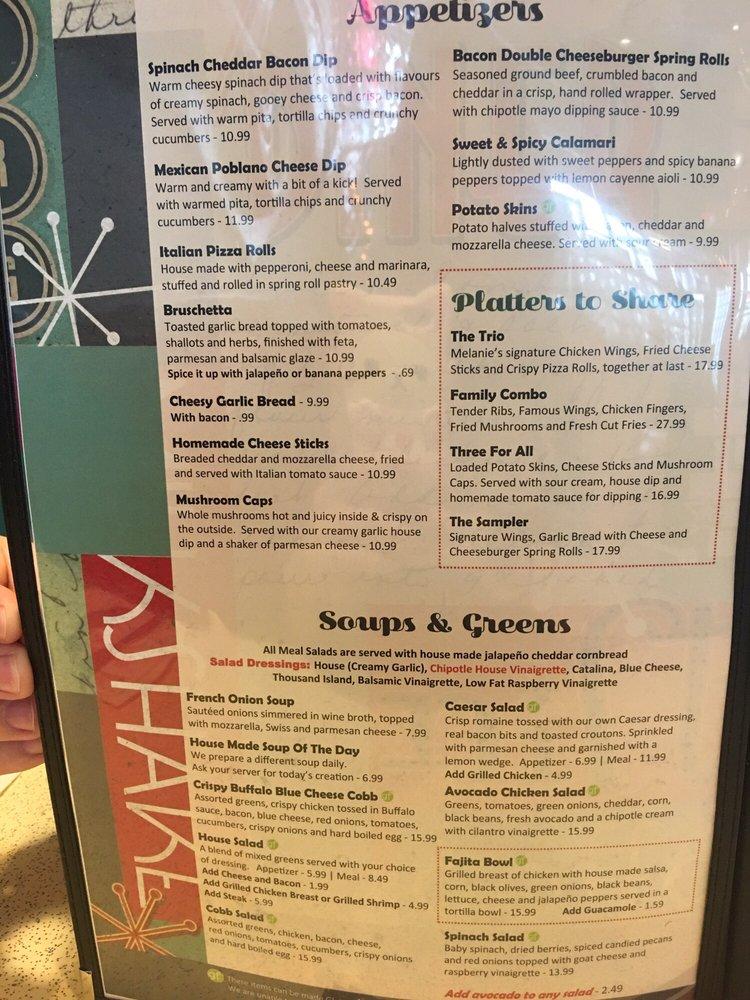 Menu at Melanie Pringles Restaurant, Whitby