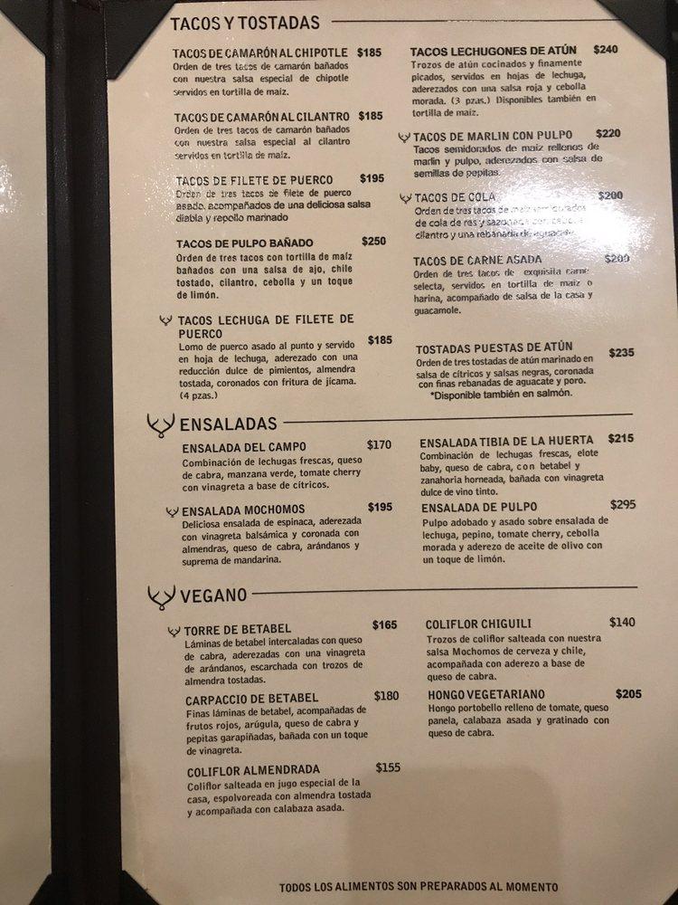 Carta de parrilla Mochomos Mexicali, Mexicali, Calz. Manuel Gómez Morín ...