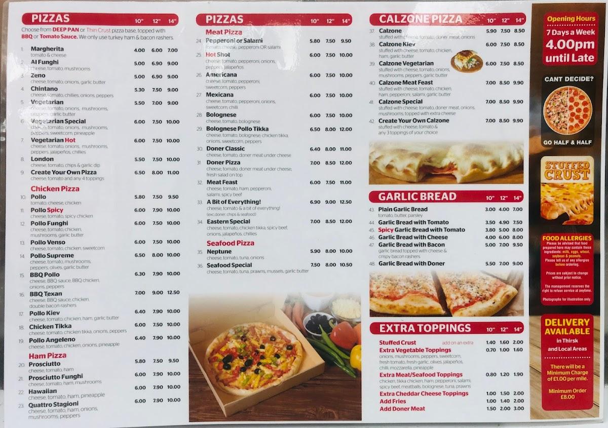 Menu at The Parmesan House Thirsk pizzeria, Thirsk