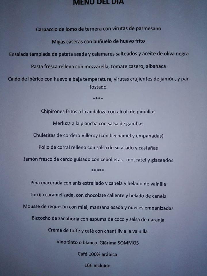 Menu at El Cacao restaurant, Monzón