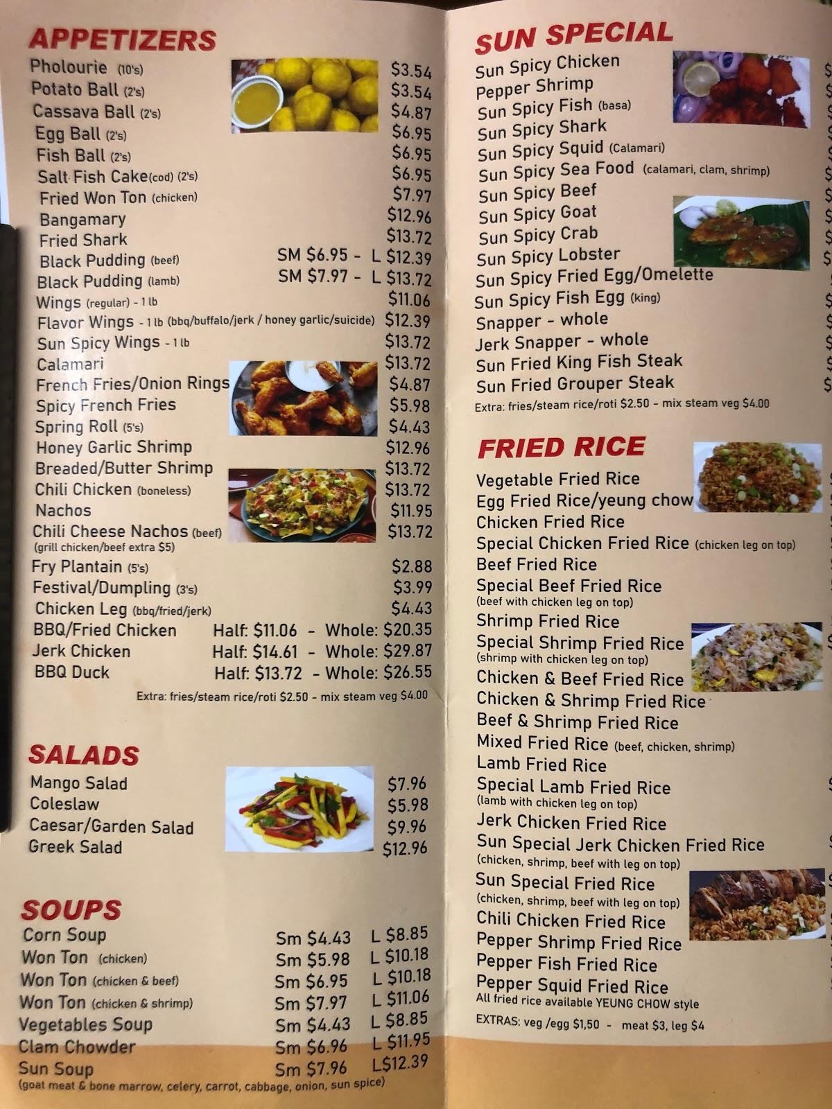 Menu at Caribbean Sun Restaurant & Bar, Toronto