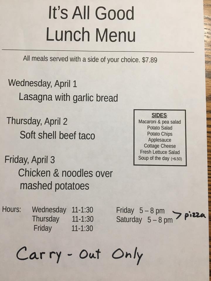 Menu at The Bakery, Radcliffe