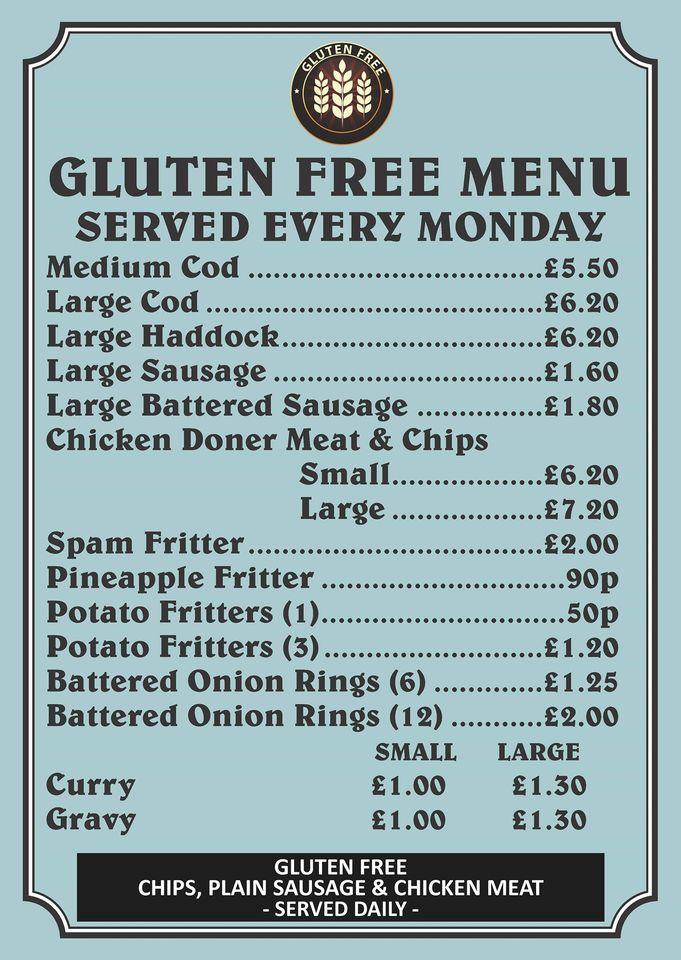 Menu at The Old Village Fish & Chip Shop restaurant, Corby