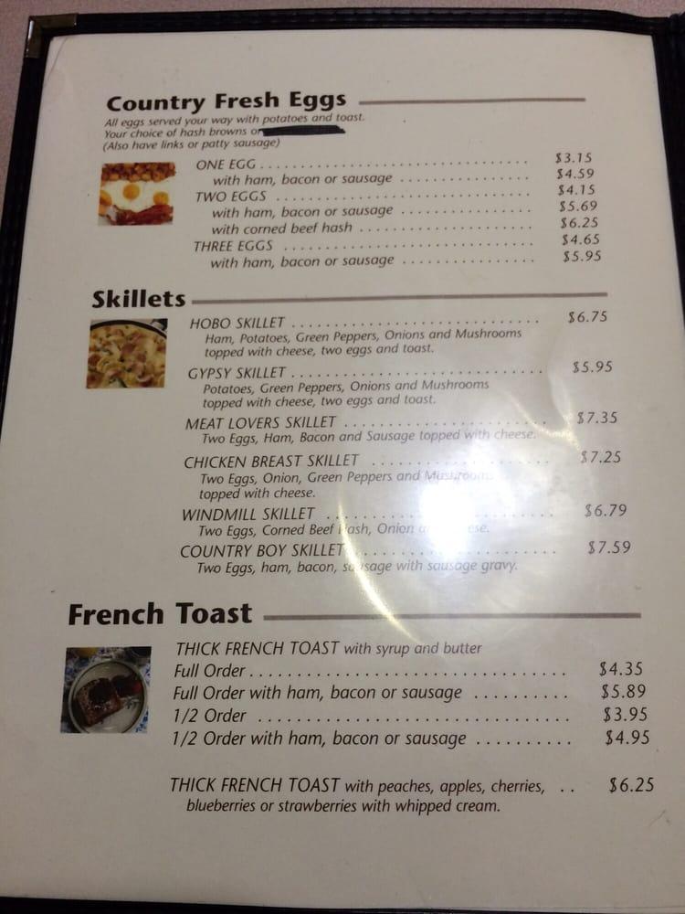 Menu at Windmill Family Restaurant, Peotone