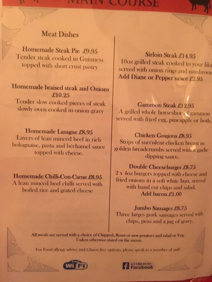 Menu at The Brown Cow pub & bar, Hinderwell