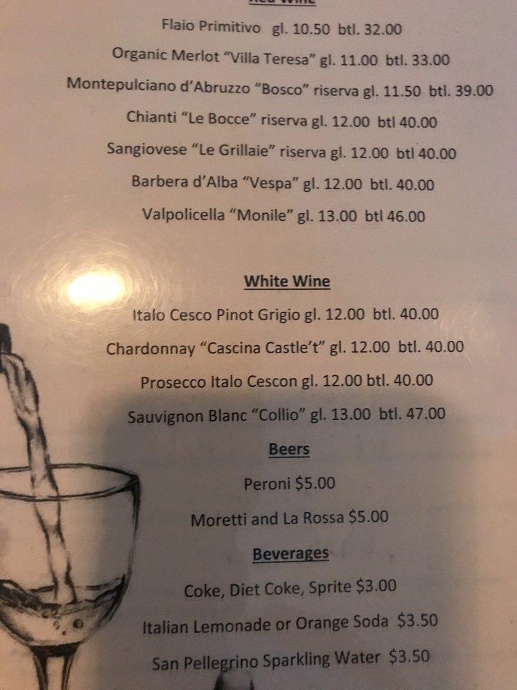 Menu at Caruso's Tuscan Cuisine pizzeria, Capitola