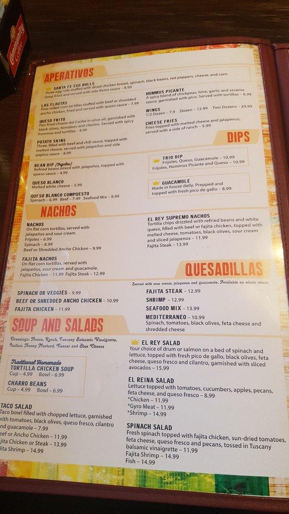 Menu at Los Reyes Mexican Grill restaurant, Baton Rouge, Coursey Blvd