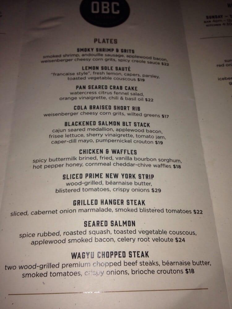 Menu at OBC Kitchen pub & bar, Lexington