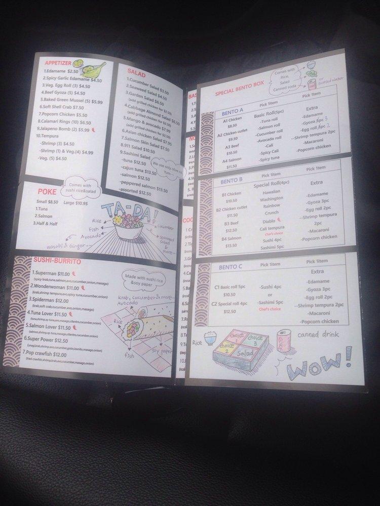 Menu at Sushi Box restaurant, Brea