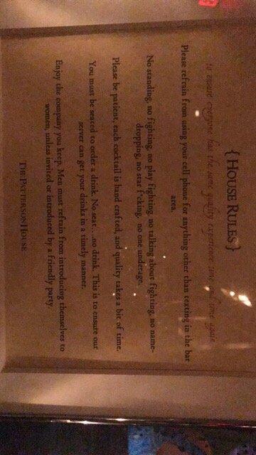 Menu at The Patterson House pub & bar, Nashville