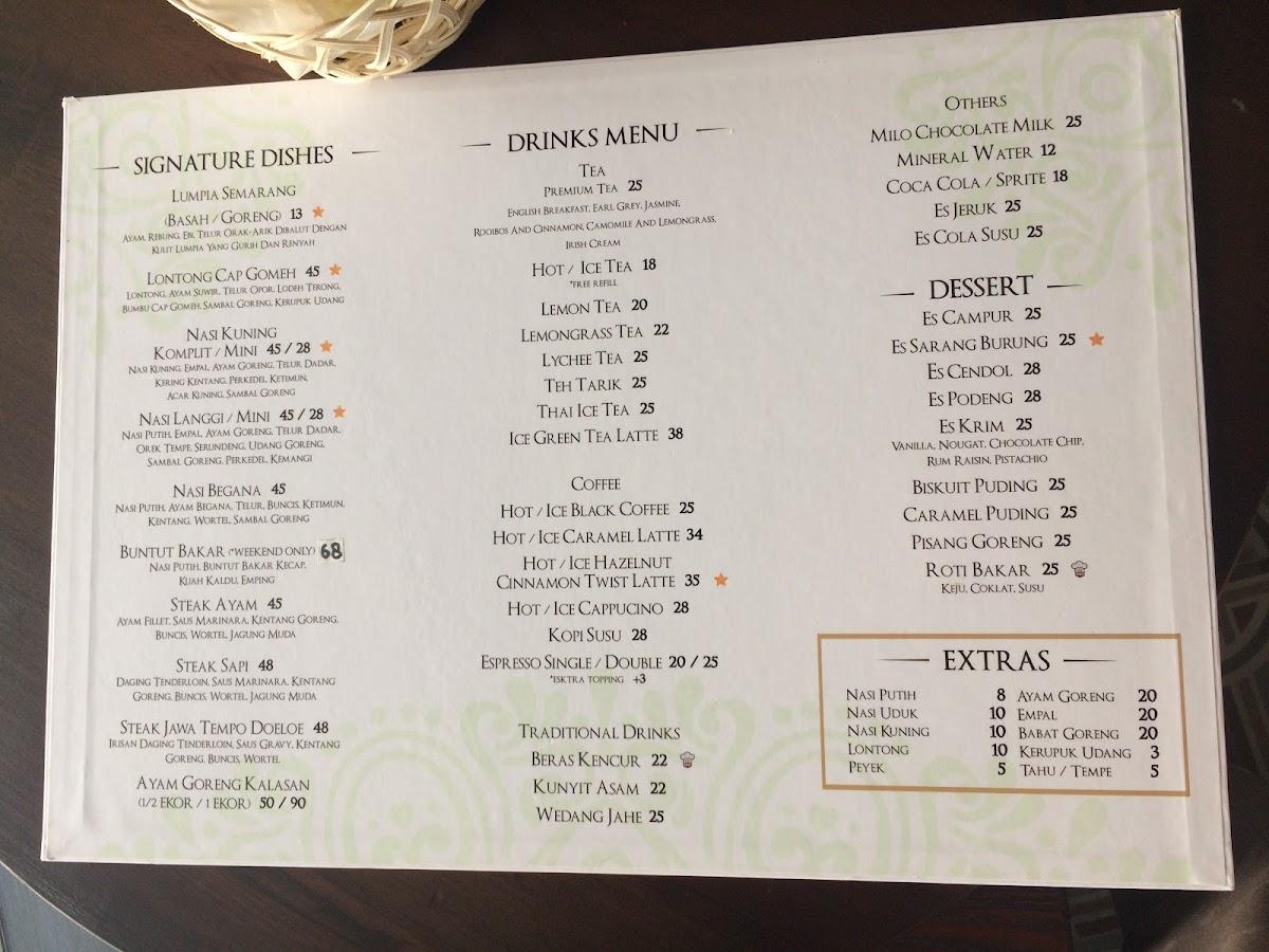 Menu at Kafe Lumpia Semarang cafe, Jakarta