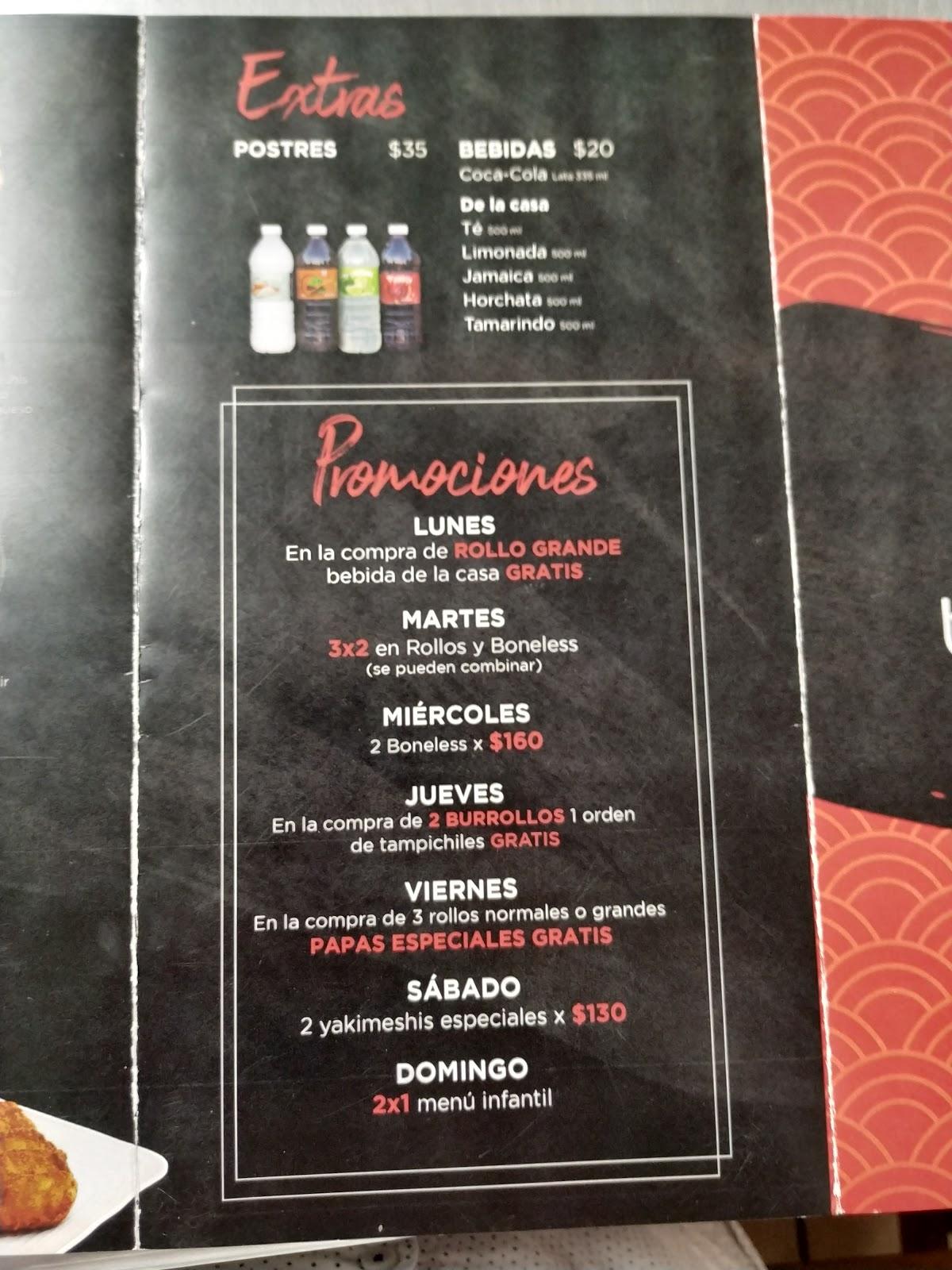 Carta del restaurante Tu Rollo Cinco, Hermosillo, C. Olivares # 127