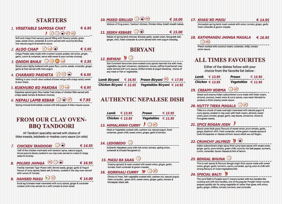 Menu at Kathmandu Kitchen Malahide restaurant, Malahide
